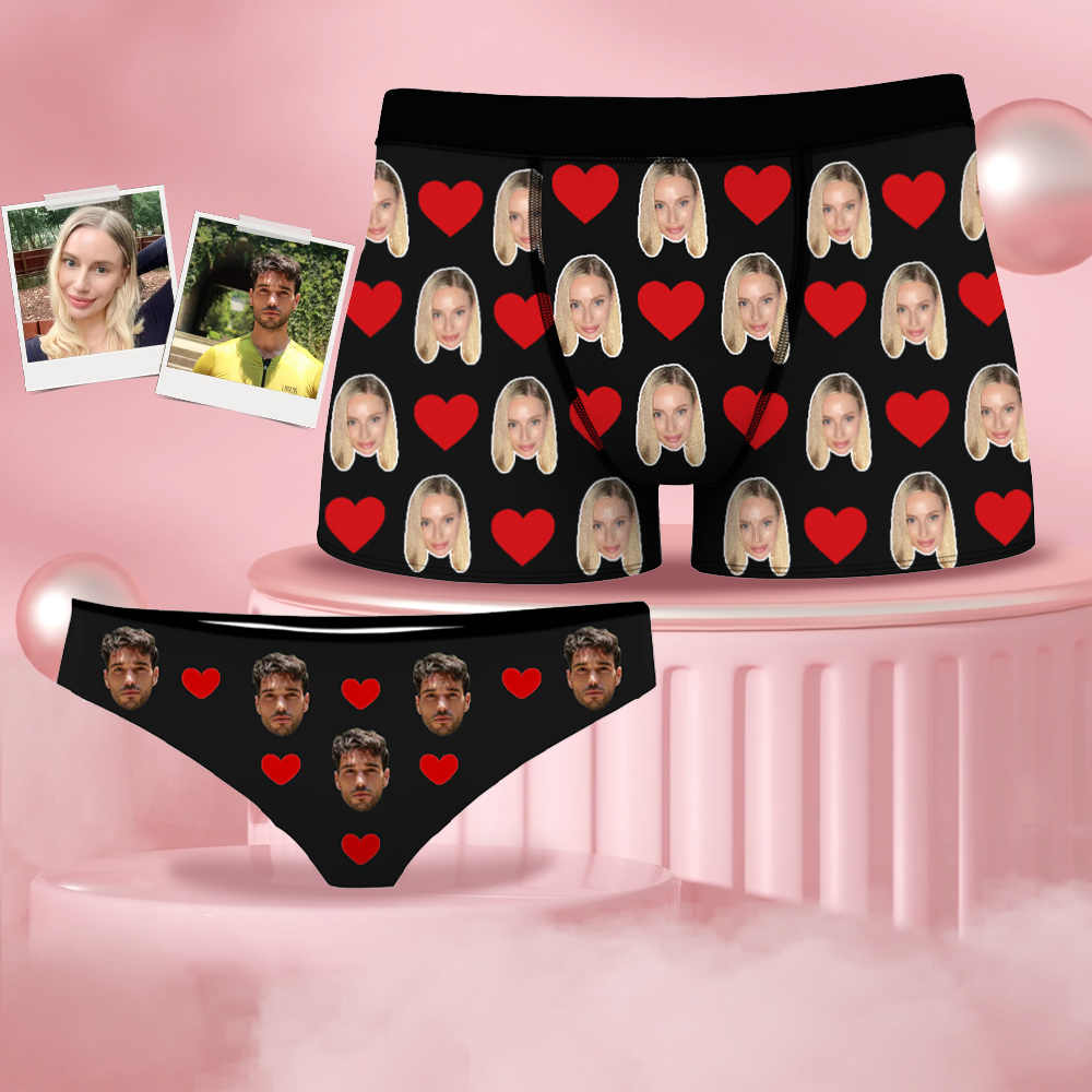 Personalized Couple Matching Underwear Sets Men's Boxer Women's Boxer ...