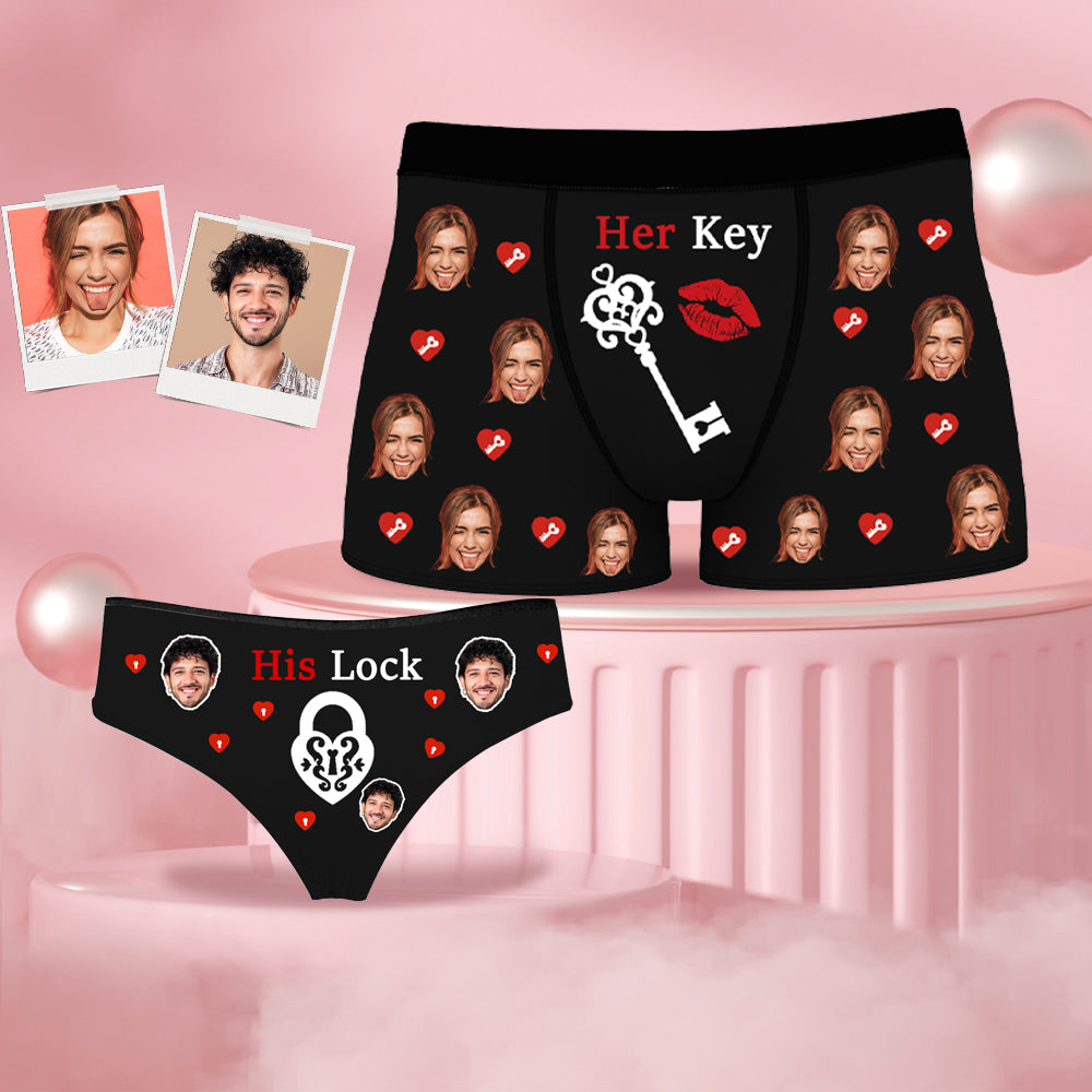 Personalized Couple Matching Underwear Sets Key Men's Boxer Women's Pa ...