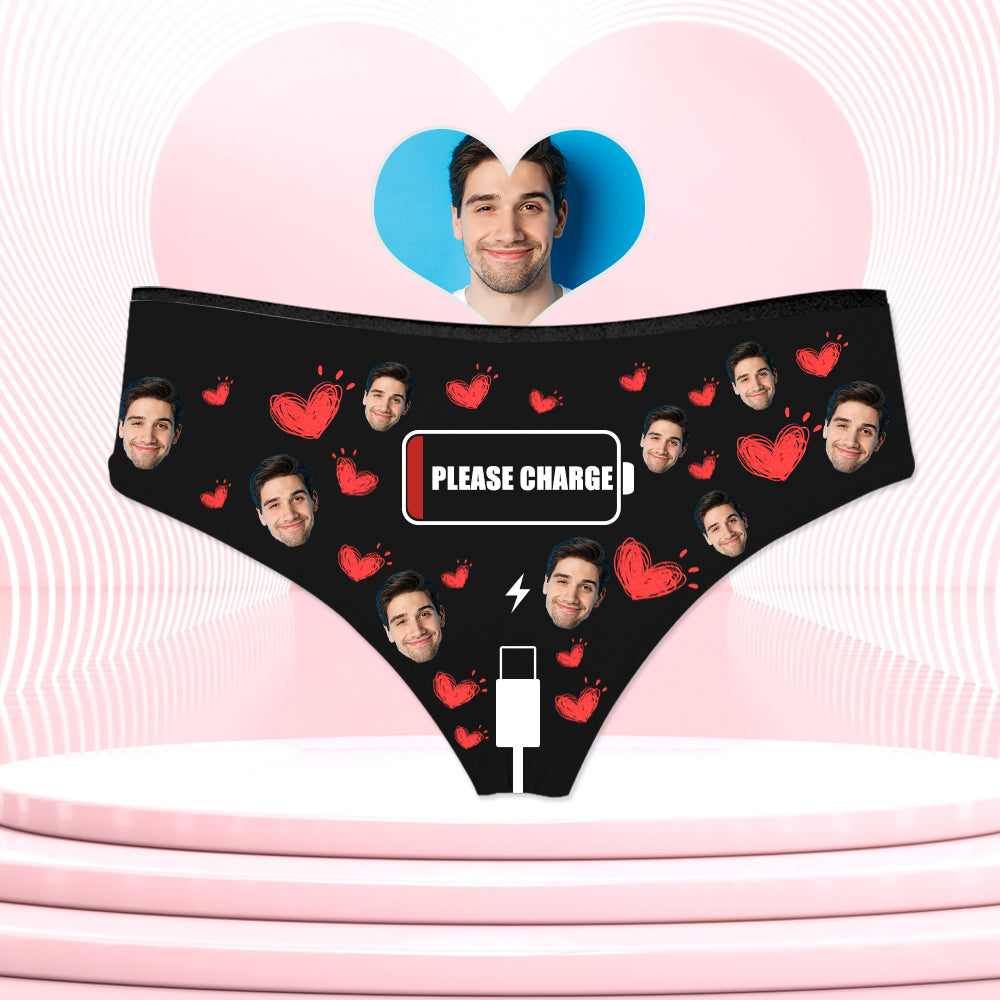 4FunGift® Please Charge Women's Panties Underwear Customized Valentine