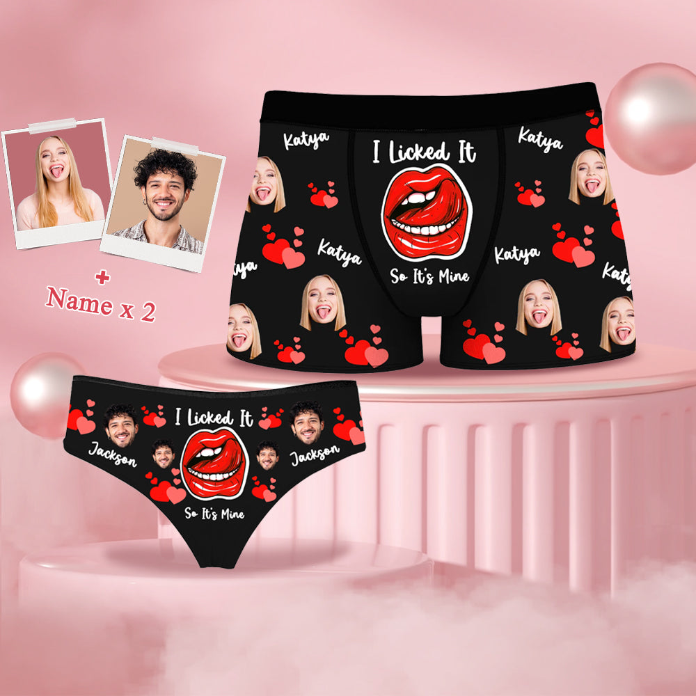 Personalized Couple Matching Underwear Sets Red Lips Men's Boxer Women ...