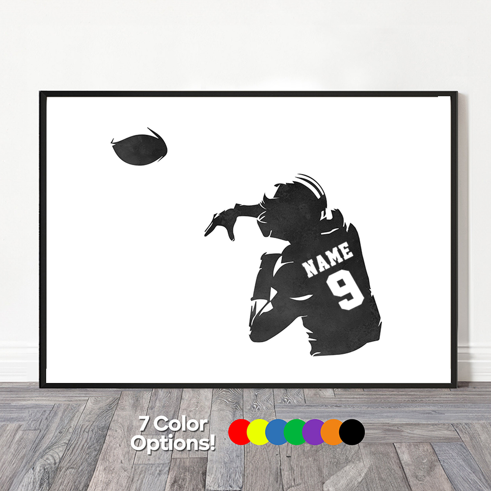Personalized Football Poster, Quarterback Print, Football Jersey Art ...