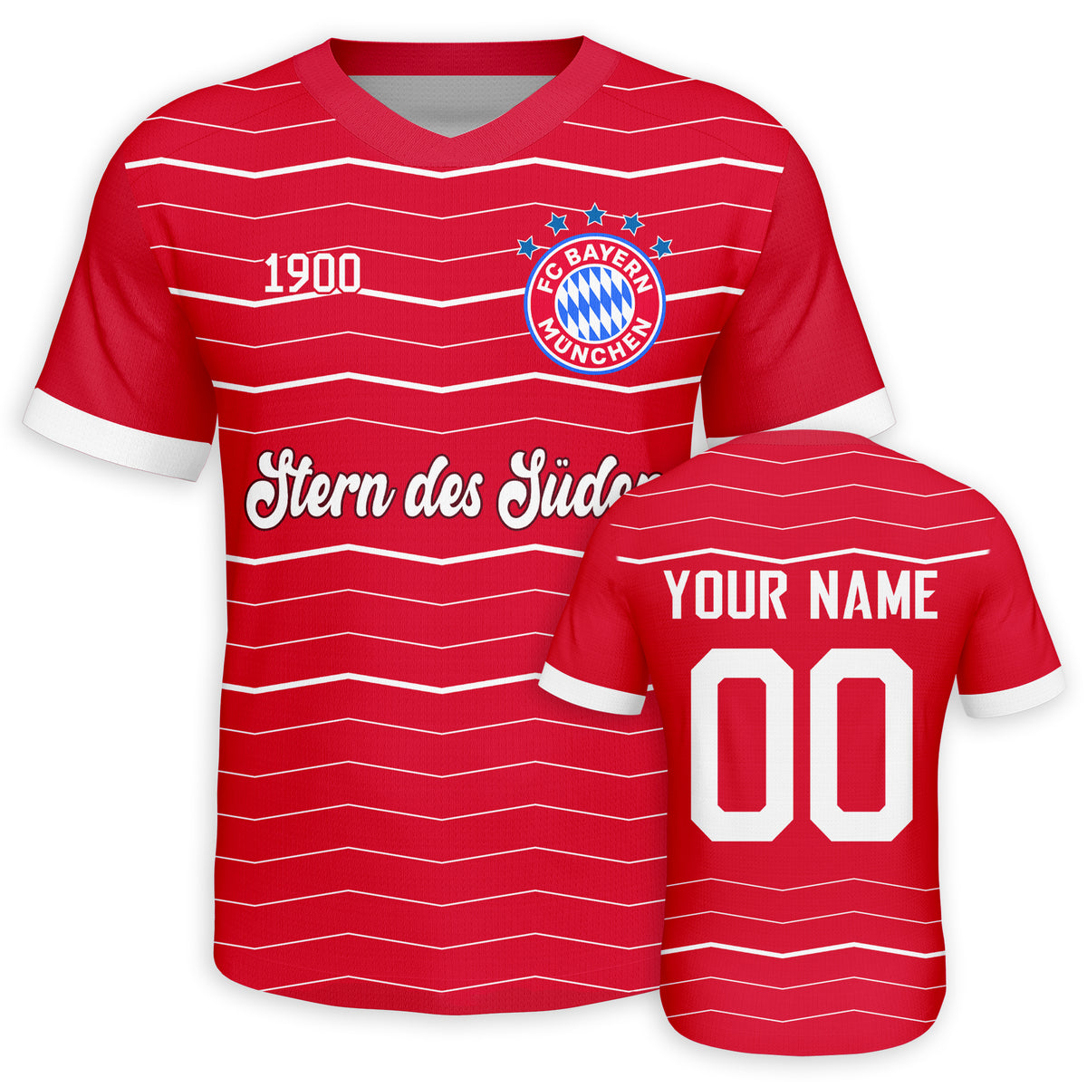 Custom Bayern 1900 Striped Kit - Red/White Heritage Name & Number Prin ...