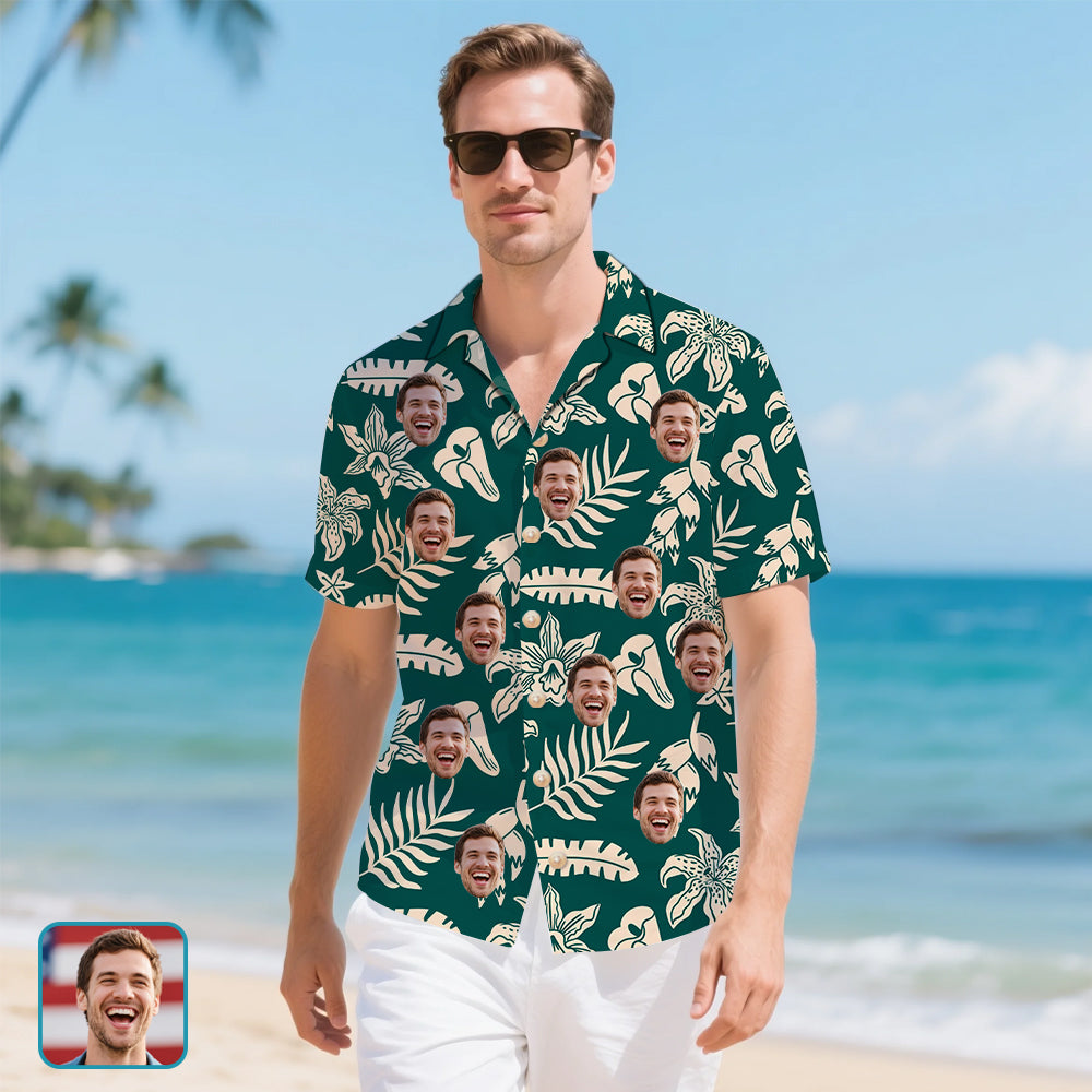 (Tax Included) Personalized Aloha Shirt Custom Face In Vibrant Island ...
