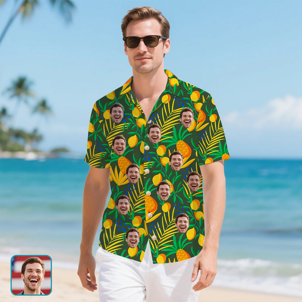 (Tax Included) Custom Face Pineapple Themed Shirt For Fun Beachside Ce ...