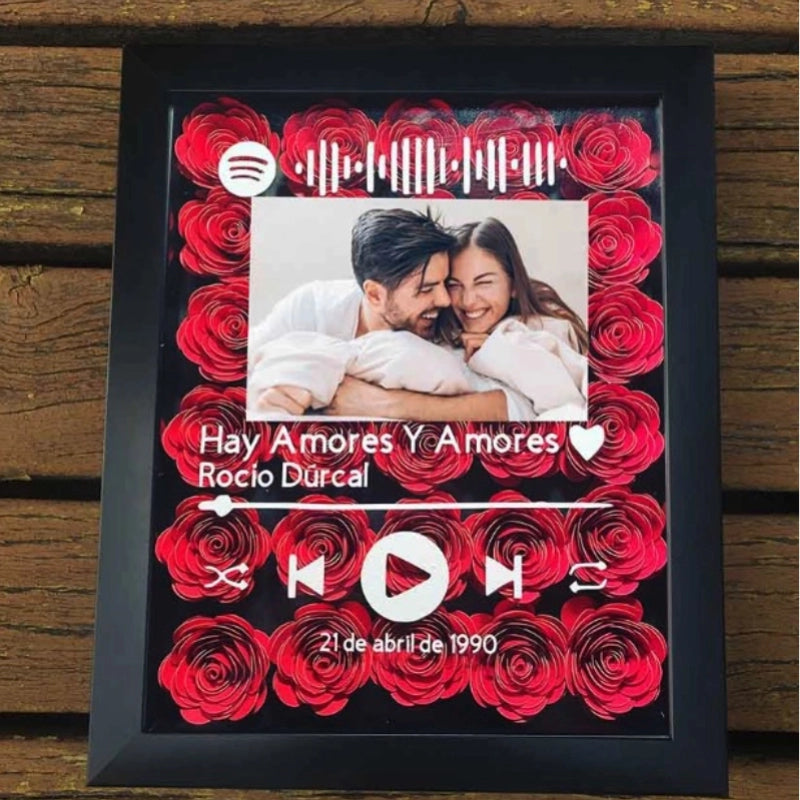 Custom Personalized Spotify Flower Shadow Box With Couple Photo For We ...
