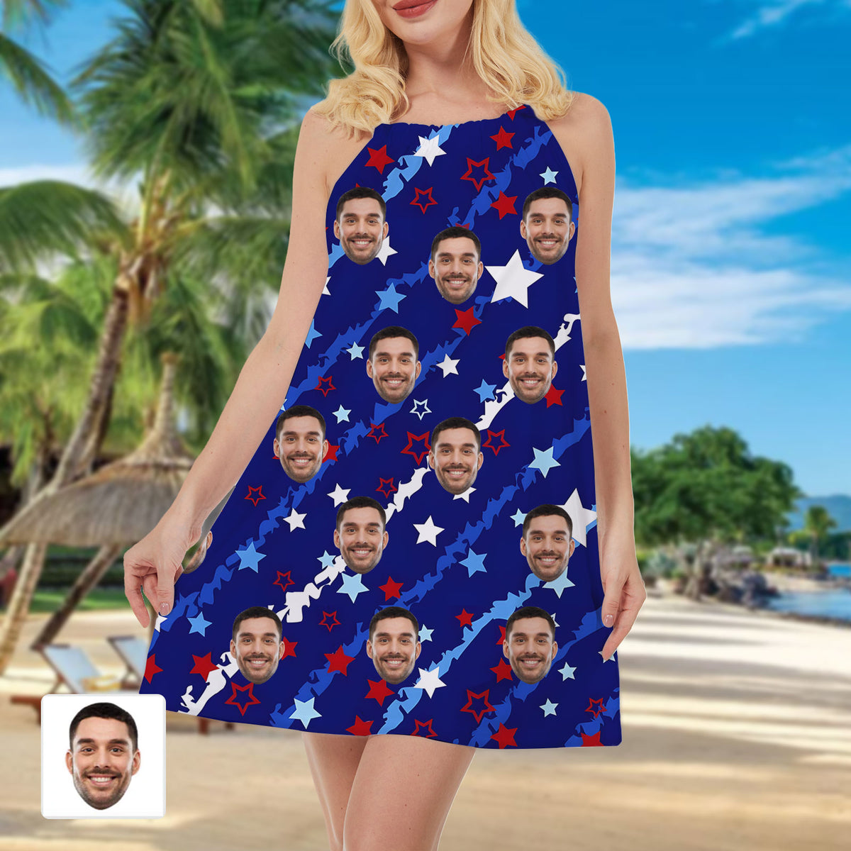 Personalized Custom Face USA Dress Unique Patriotic Summer Maxi Dress ...