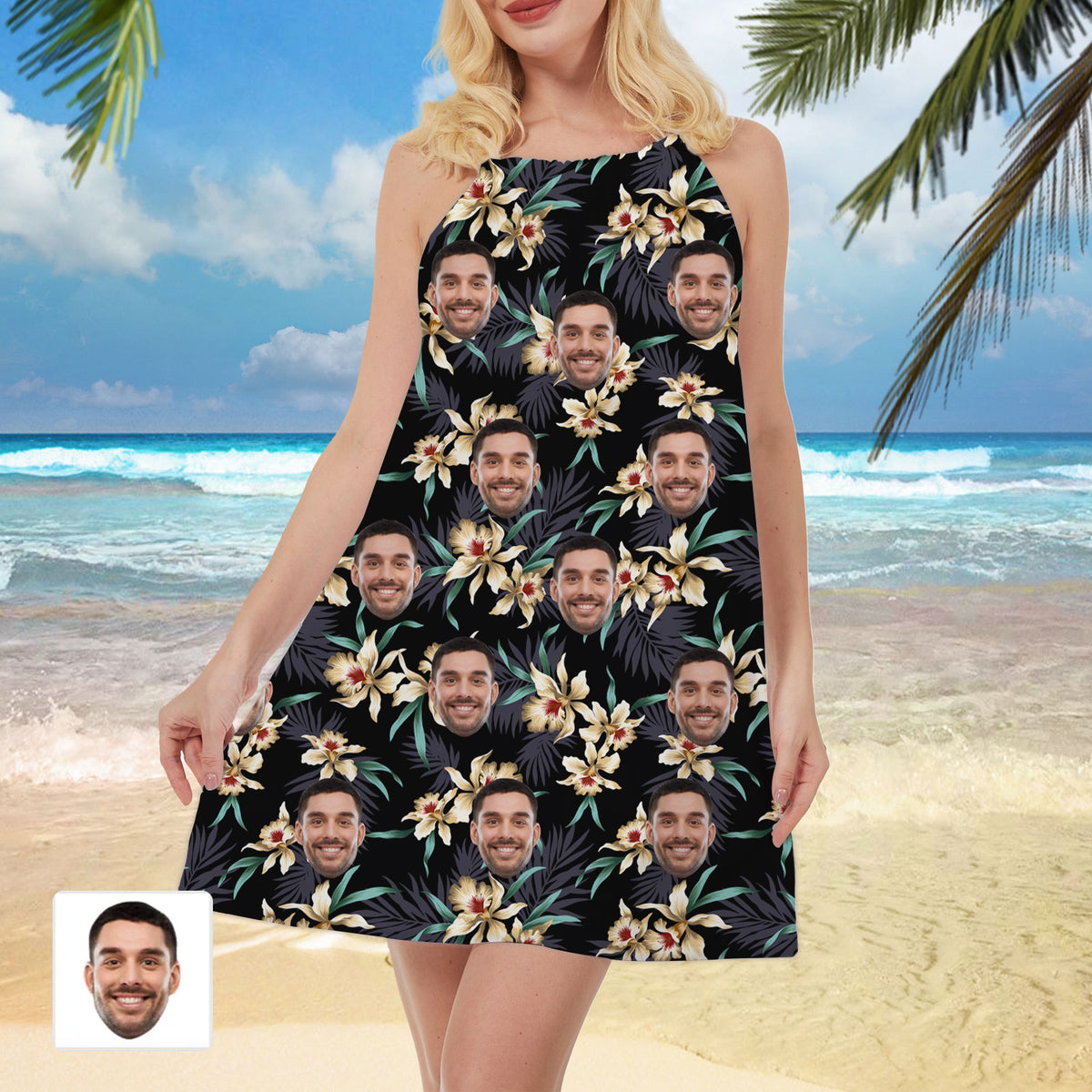 Vacation Dresses for Women Customized Face Photo Dresses Personalized ...
