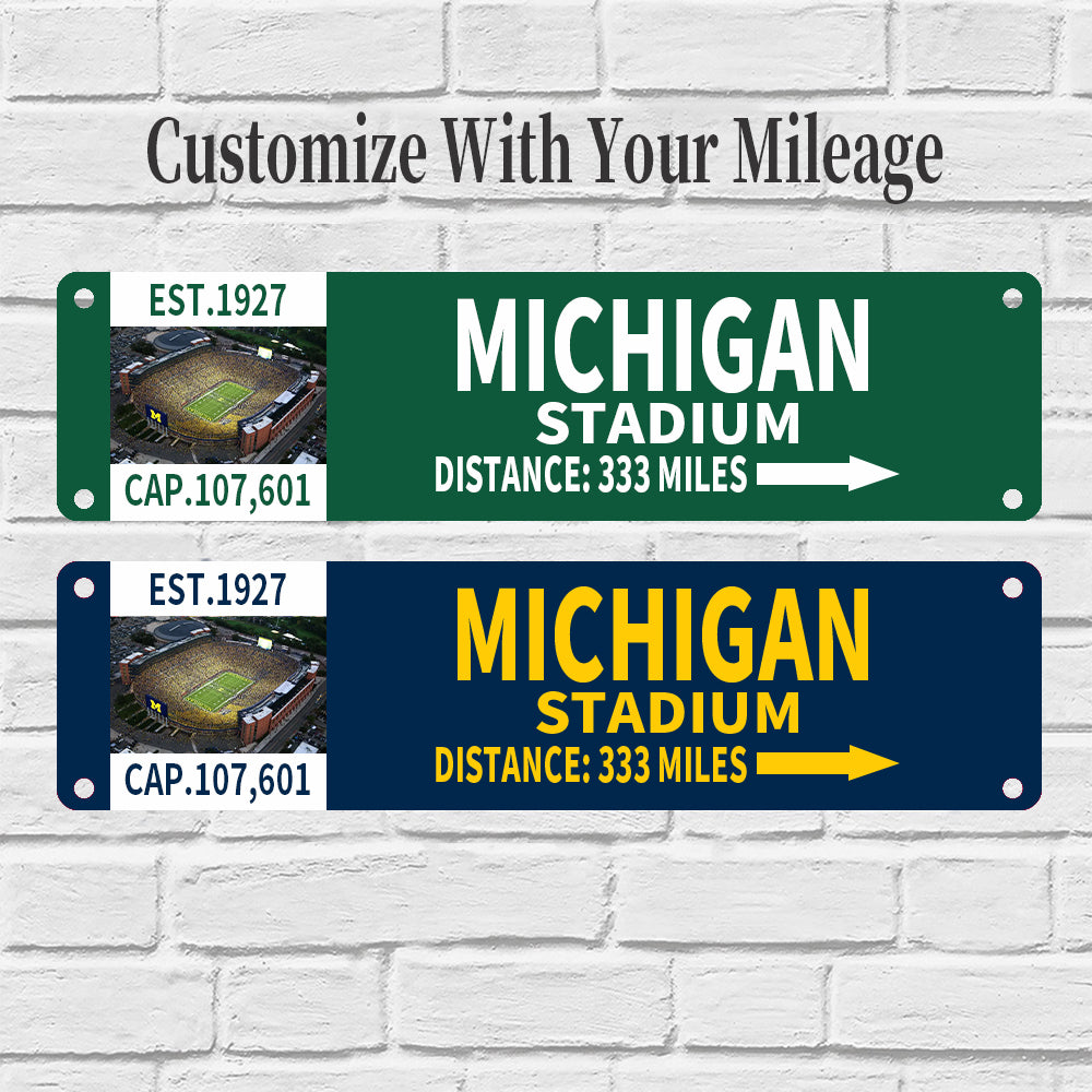 Michigan Stadium, Custom Mileage Sign for Michigan Wolverines Football ...