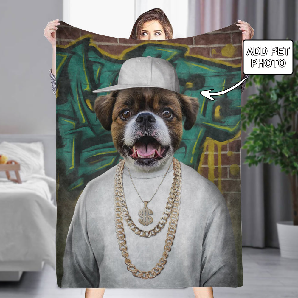 Custom Pet Photo Blankets Fleece The Rapper Blanket – 4FunGift