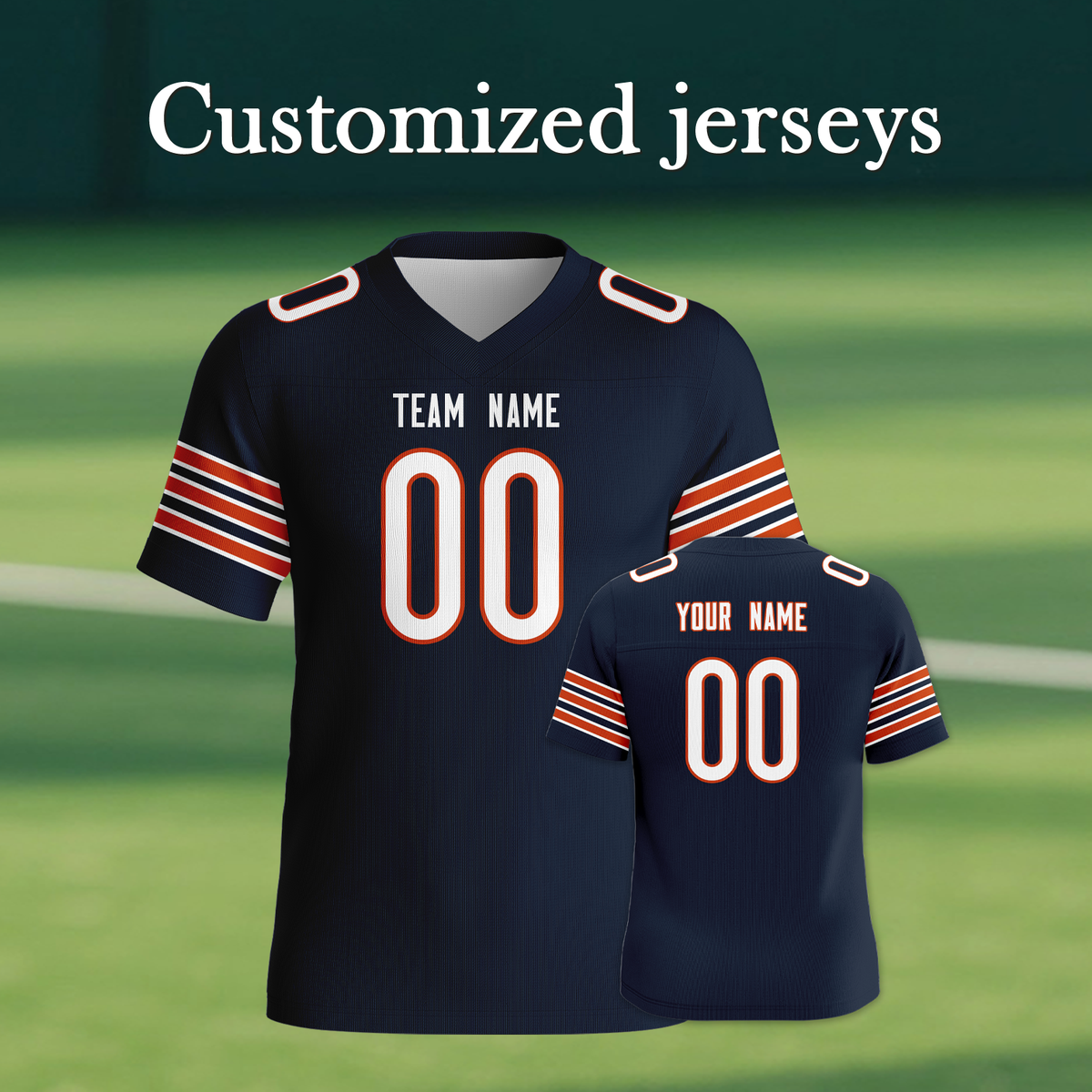 Chicago Bears Pro Jersey - Custom Name & Number Navy/Orange – 4FunGift
